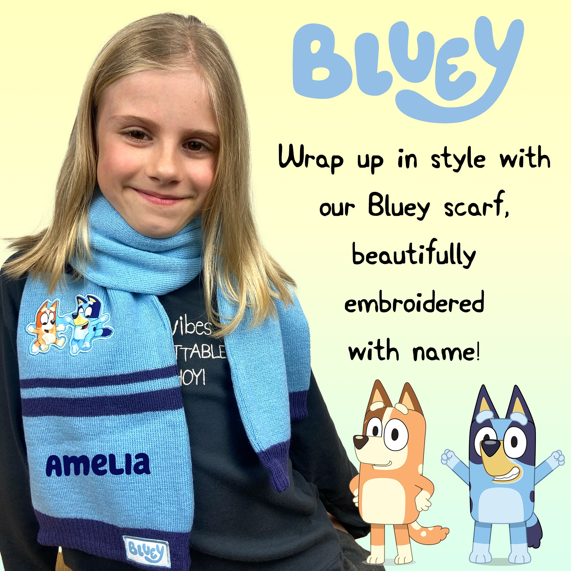 Bluey Children's Personalised Scarf Winter Woolly Scarf Soft and Warm ...