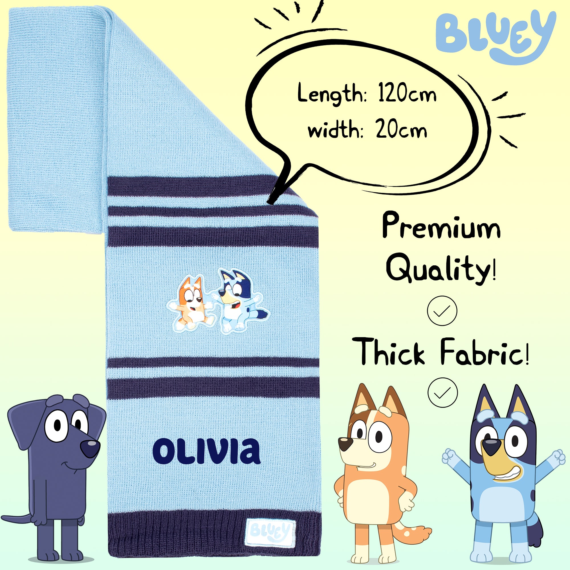 Bluey Children's Personalised Scarf Winter Woolly Scarf Soft and Warm ...