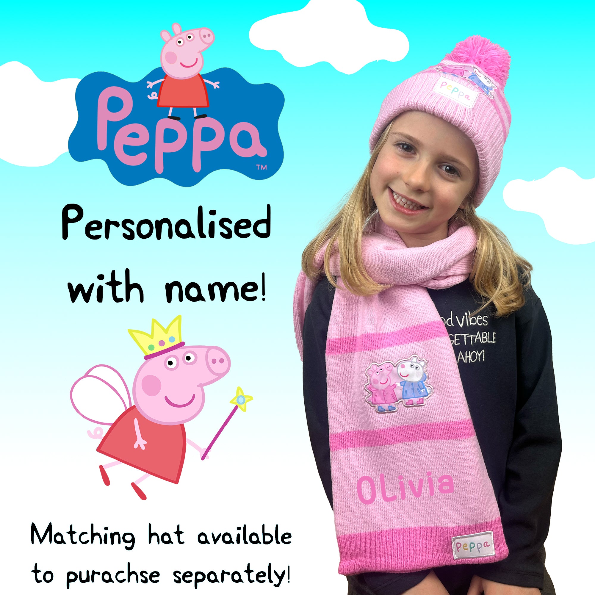 Peppa Pig Girls Personalised Scarf Winter – Fringoo