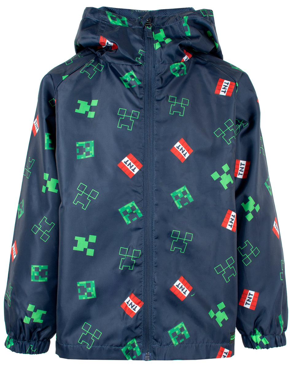 Minecraft Navy Blue Waterproof Jacket – Fringoo
