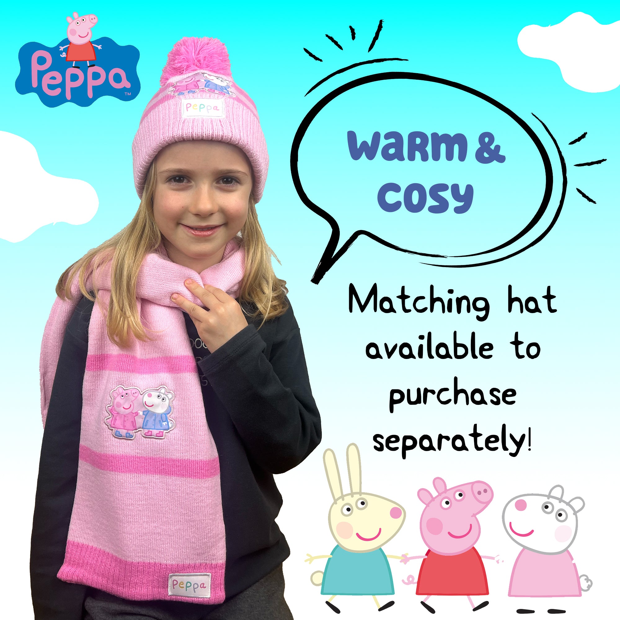 Peppa Pig Girls Personalised Scarf Winter – Fringoo