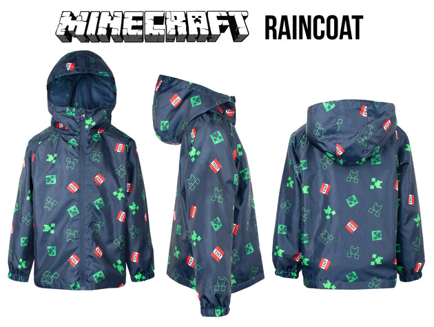 Minecraft Waterproof Jacket - Navy Blue – Fringoo